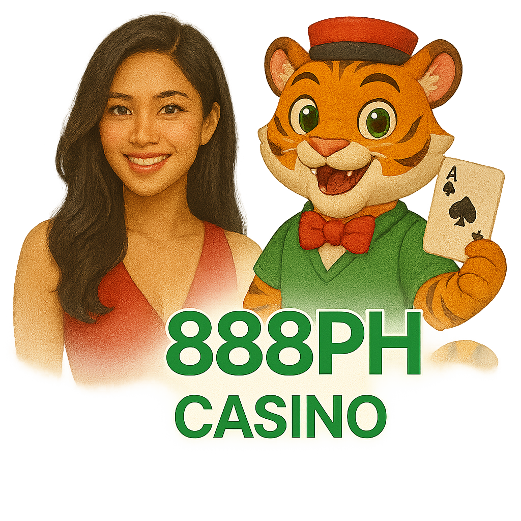 Cartoon mascot celebrating big wins at 888PH Casino