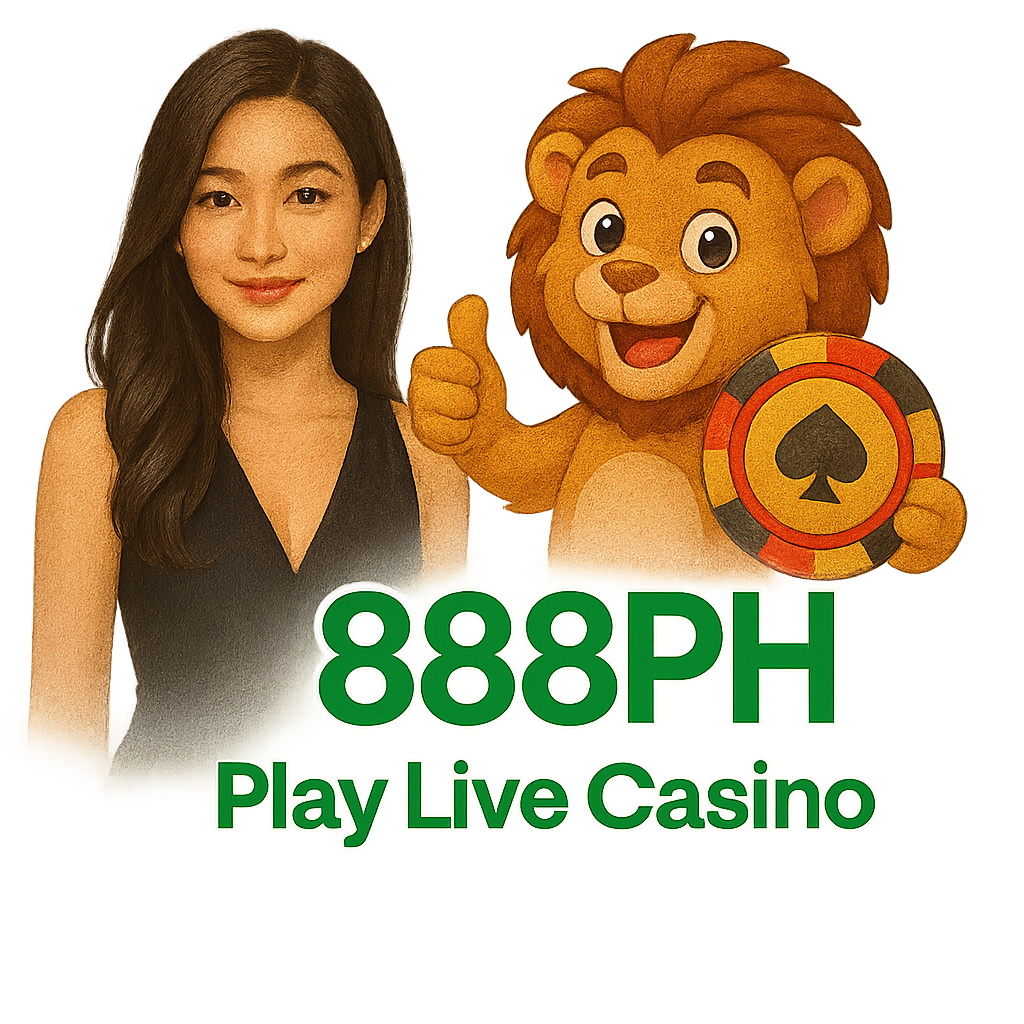 Live casino table with real dealer waving and digital chips at 888PH